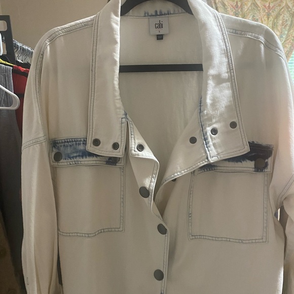 CAbi | Jackets & Coats | Cabi White And Blue Jean Jacket | Poshmark